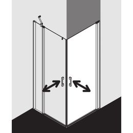 Kermi Pega Pendelt&uuml;r-Eckeinstiegsh&auml;lfte PE1ER09018VAK 90x185cm, silber hochglanz, ESG klar, rechts