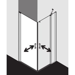Kermi Pega Pendelt&uuml;r-Eckeinstiegsh&auml;lfte PE1EL10320VUK 103x200cm, silber hochglanz ESG SR Opaco, links, auf Duschplatz