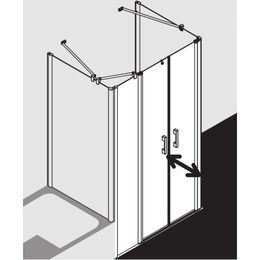 Kermi Pega Pendelt&uuml;r mit Festfeld PEPFR11018VUK 110x185cm, silber hochglanz ESG SR Opaco, rechts, auf Duschwanne