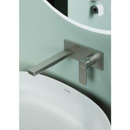 Kludi RENON 2-Loch-Wandarmatur 42245N575 240 mm, Feinbau-Set Stainless Brushed Nickel PVD