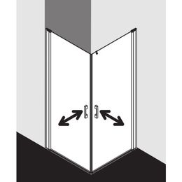 Kermi Pega Pendelt&uuml;r-Eckeinstiegsh&auml;lfte PE1EL07820VNK 78x200cm, silber hochglanz ESG SR Arena C, links, auf Duschplatz