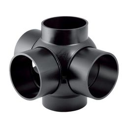 Geberit Pe Dreifach-Kugelabzweig 367605161 DN 100/100, 88,5Grad, Anschl&uuml;sse 90Grad, PE-HD