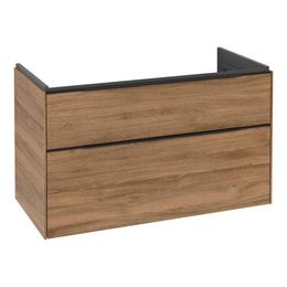 Villeroy & Boch Villeroy und Boch Subway 3.0 Waschtisch-Unterschrank C570L1RH 97,3x57,6x47,8cm, mit LED/Griff Volcano black, kansas oak
