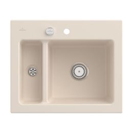 Villeroy & Boch Villeroy und Boch Subway 60 XM Einbausp&uuml;le 678002FU mit Ablaufgarnitur, Excenterbet&auml;tigung, 620 x 510 mm, ivory CeramicPlus