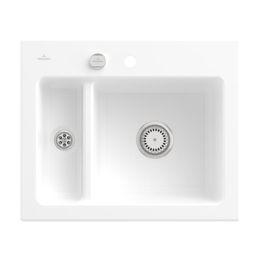 Villeroy & Boch Villeroy und Boch Subway 60 XM Einbausp&uuml;le 678002RW mit Ablaufgarnitur, Excenterbet&auml;tigung, 620 x 510 mm, stone white CeramicPlus