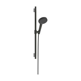 Hansgrohe Raindance Alive Select S Duschset 24602340 3 Strahlarten wassersparend mit Duschstange Unica S Puro 65 cm, brushed black chrome