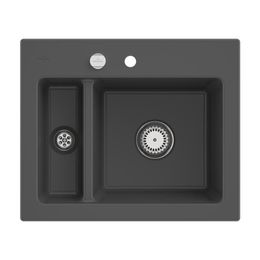 Villeroy & Boch Villeroy und Boch Subway 60 XM Einbausp&uuml;le 678002i4 mit Ablaufgarnitur, Excenterbet&auml;tigung, 620 x 510 mm, graphite CeramicPlus