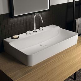 Ideal Standard Conca Waschtisch T383001 mit 3 Hahnl&ouml;chern, ohne &Uuml;berlauf, geschliffen, 800 x 450 x 145 mm, wei&szlig;