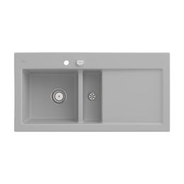 Villeroy & Boch Villeroy und Boch Subway 60 Einbausp&uuml;le 677002SM links, mit Ablaufgarnitur, Excenterbet&auml;tigung, 1000 x 510 mm, steam CeramicPlus