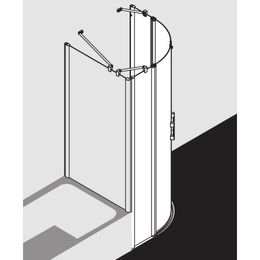 Kermi Pega Viertelkreis-Pendelt&uuml;r mit Festfeldern PEP5508020VPK 80x200cm, silber hochglanz KermiCLEAN, Radius 52/55cm