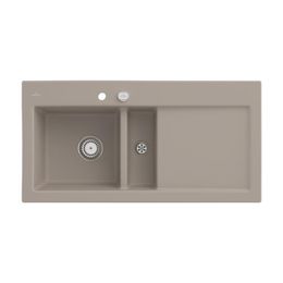 Villeroy & Boch Villeroy und Boch Subway 60 Einbausp&uuml;le 677002AM links, mit Ablaufgarnitur, Excenterbet&auml;tigung, 1000 x 510 mm, almond CeramicPlus