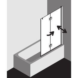 Kermi Liga Badewannen-Faltwand LI2PR12015VPK 120x150cm, silber hochglanz, ESG klar Clean, rechts