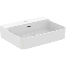 Ideal Standard Conca Waschtisch T3818V1 mit Hahnloch und &Uuml;berlauf, geschliffen, 600 x 450 x 165 mm, seidenwei&szlig;