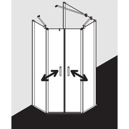 Kermi Pega F&uuml;nfeck-Duschkabine PEF4709020VAK 90x90x200cm, silber hochglanz, ESG klar