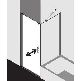 Kermi Pega Pendelt&uuml;r 1-fl&uuml;gelig, bodenfrei PE1KL08320VNK 83 x 200 cm, silber hochglanz ESG SR Arena C, links, auf Duschplatz