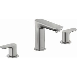 Duravit Wave 3-Loch-Waschtischarmatur WA1060005070 Ausladung 129mm, Edelstahl geb&uuml;rstet