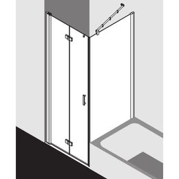 Kermi Diga Pendel-Faltt&uuml;r f&uuml;r Seitenwand DI2SL09318VPK 93x185cm, silber hochglanz, ESG klar Clean, links, auf Duschplatz