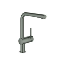 Grohe Minta Sp&uuml;ltisch-Einhebelmischer 30274AL0 hard graphite geb&uuml;rstet, herausziehbare Dual-Sp&uuml;lbrause, L-Auslauf