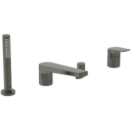 Ideal Standard La Dolce Vita Wannen-4-Loch-Armatur BD671A5 f&uuml;r Wannenrand, mit Auslauf, mit Handbrause-Set, magnetic grey