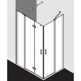 Kermi Diga Eckeinstieg-H&auml;lfte Pendel-Faltt&uuml;r m Festfeld DIF2L09318VPK 93x185cm, silber hochglanz, ESG klar Clean, links, auf Duschplatz