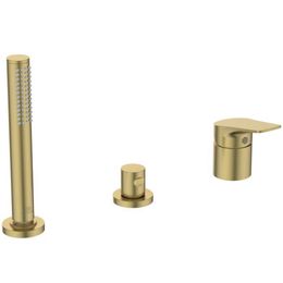 Ideal Standard La Dolce Vita Wannen-3-Loch-Armatur BD670A2 f&uuml;r Wannenrand, ohne Auslauf, mit Handbrause-Set, brushed gold