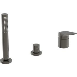 Ideal Standard La Dolce Vita Wannen-3-Loch-Armatur BD670A5 f&uuml;r Wannenrand, ohne Auslauf, mit Handbrause-Set, magnetic grey