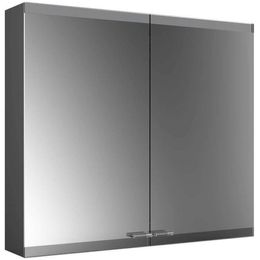 Emco Asis Evo Aufputz-Lichtspiegelschrank 939713304 800 x 700 mm, 2-t&uuml;rig, schwarz, mit lightsystem, ohne Spiegelheizung