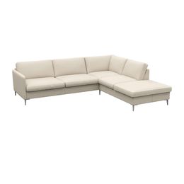 Ecksofa FLEXLUX, B:266cm H:85cm T:225cm, wei&szlig;, 100% Echteder, Wohnzimmer, Sofas, "Fiore, L-Form, bequem und komfortabel durch hochwertigem