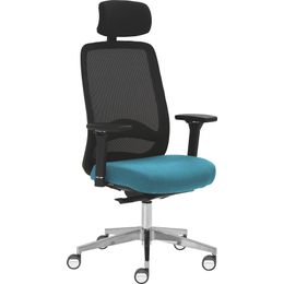 mayer Sitzmöbel Drehstuhl MAYER SITZMÖBEL, B:70cm H:123cm T:63cm, blau, Polyester, Büro, Stühle, "2228", 4D Armlehnen, Kopfstütze, Sitztiefenverstellung