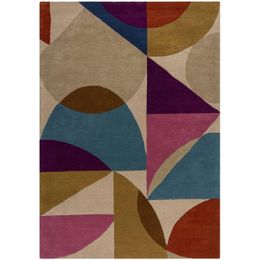 Wollteppich FLAIR RUGS, B:120cm H:12mm L:170cmmehrfarbig, Wolle, Wohnzimmer, Teppiche, "Oblix mehrfarbig", mit geometrischem Design