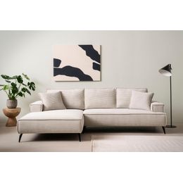 Ecksofa Home Affaire, B:275cm H:83cm T:173cm, beige, Sofas, "TVINNU, L-Form, 275cm, in Cord und Leinenoptik", wahlweise Recamiere rechts/links,