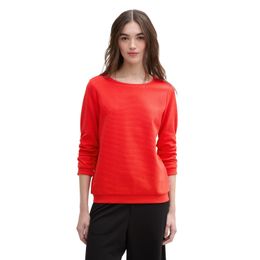Damen Sweatshirt, rot, Gr. XS, Tom Tailor Denim, Strukturmuster, Sweatware, Obermaterial: 54% Baumwolle, 44% Polyester, 2% Elasthan, Sweatshirts, mit