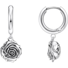 Thomas Sabo Damen Paar Creolen "Midnight Rose", Silber 925 (Sterlingsilber), silber, Silber 925 (Sterlingsilber), Ohrringe