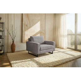 Loveseat Home Affaire, B:105cm H:85cm T:97cmsilber grau, 100% Polyester, Sessel, "Pinto 105 cm, Cord, Chenille, Lederoptik", mit Keder, Metallfüßen