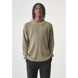 Cleptomanicx Herren Strickpullover "Boxy Crewneck Thermal", gr&uuml;n, Gr. XXL, unifarben, 100% Baumwolle, Pullover, im lockeren Schnitt