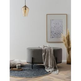 Polsterhocker Salesfever, B:80cm H:42cm T:40cm, grau, Stoff (88% Polyester/12% Nylon), Metall, Hocker, "Komfortabler Polsterhocker", mit