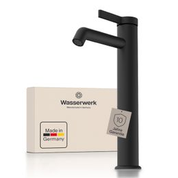 Waschtischarmatur WASSERWERK, B:5cm H:30cm T:17,5cm, schwarz, Messing, Armaturen, "WT 11", inkl. Popup, wassersparend