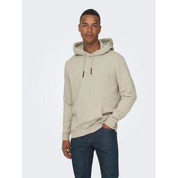 Only & Sons ONLY & SONS Herren Kapuzensweatshirt "ONSCERES HOODIE SWEAT NOOS", beige, Gr. M, unifarben, angeraute Sweatware, Obermaterial: 65% Baumwolle, 35%