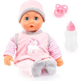BAYER Baby Babypuppe "First Words Baby, 38 cm, Einhorn rosa", rosa, Puppen, mit Schlafaugen und Babygeräuschen