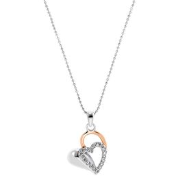 Amor Damen Kette mit Anhänger "Hearts", mit Zirkonia, Silber 925 (Sterlingsilber), L: 45, rosa, Silber 925 (Sterlingsilber), Halsketten, mit Zirkonia