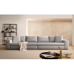4-Sitzer Home Affaire, B:400cm H:72cm T:113cm, silber, Sofas, "SLEETLAND XXL in Samtvelours oder Vintage-Leder-Optik", besonders groß und bequem