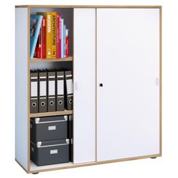 Aktenschrank Vcm, B:100cm H:110cm T:37cm, weiß, Obermaterial: 100% Holz Wood., Büro, Schränke, "Vcm Büroschrank mit 3 Fächern moderner Aktenschrank