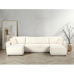 Wohnlandschaft OTTO HOME, B:311cm H:79cm T:52cmcreme, Sofas, "JONAA, 311 cm, U-Form, Schlafsofa, Boxspringfederung, Cord u. Struktur", 133/270cm,