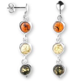 OSTSEE-SCHMUCK Damen Paar Ohrstecker "- Herz - Silber 925/000 - Bernstein", Silber 925 (Sterlingsilber), silber, Silber 925 (Sterlingsilber), Ohrringe