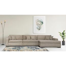 Ottomane Home Affaire, B:310cm H:86cm T:100cm, beige, 100% Polyester, Sofas, "Skara L-Form", Lounge-Sofa mit Federkernpolsterung, in vielen