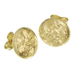 OSTSEE-SCHMUCK Damen Paar Ohrstecker "- Hiddensee 13 mm rund - Gold 333/000 -", Gelbgold 333, gold, Gelbgold 333, Ohrringe