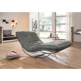 Relaxliege W.Schillig, B:95cm H:85cm T:169cm, grau, Stoff S37 (100% Polyester), Wohnzimmer, Sofas, "daily dreams", in Waffelkissen-Optik,