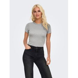 Only Damen Kurzarmshirt "ONLVAL &ndash; Basic-Shirt mit Stretchkomfort f&uuml;r jeden Tag", grau, Gr. XL, unifarben, Jersey, Obermaterial: 95% Baumwolle, 5%