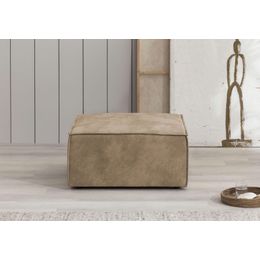 Hocker Home Affaire, B:80cm H:42cm T:80cm, beige, 100% Polyester, Wohnzimmer, Hocker, "SHERWOOD", Hocker quadratisch, ideale Erg&auml;nzung zum Loveseat