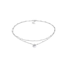 Elli Damen Collier "Choker Layer Pl&auml;ttchen Kugelkette 925 Silber", 36, ohne Stein, Silber 925 (Sterlingsilber), L: 36, silber, Silber 925